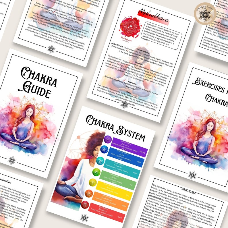 Printable Chakra Guide Detailed PDF A4 Guide for Seven Chakras, Balance ...