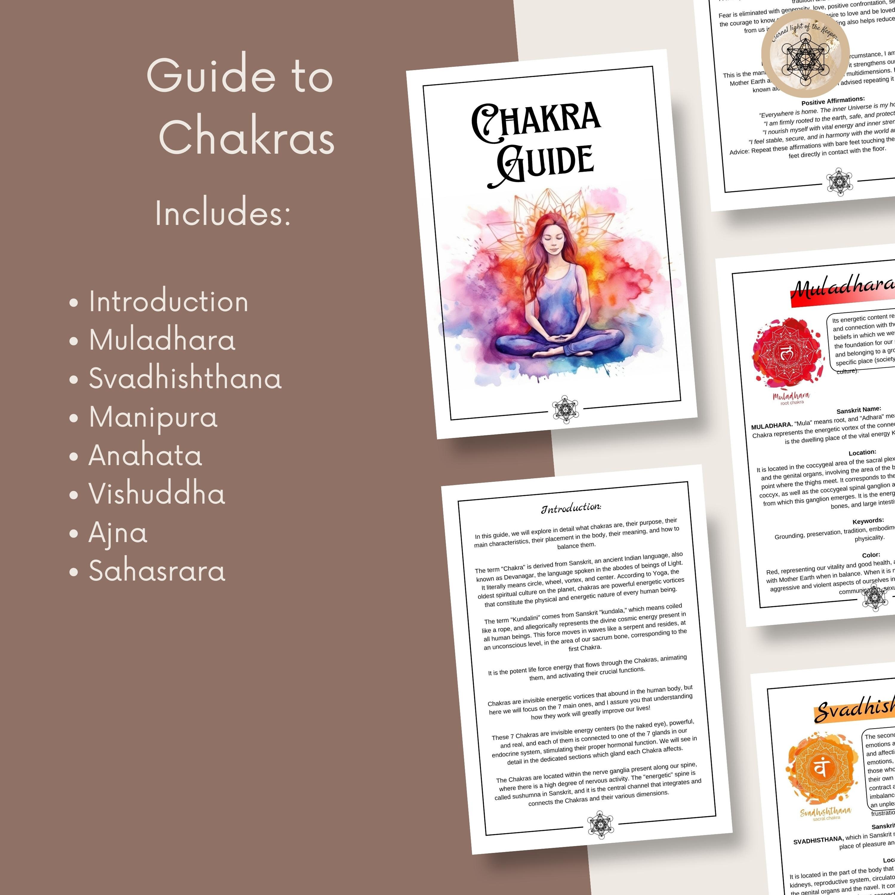 Printable Chakra Guide Detailed PDF A4 Guide for Seven Chakras, Balance ...