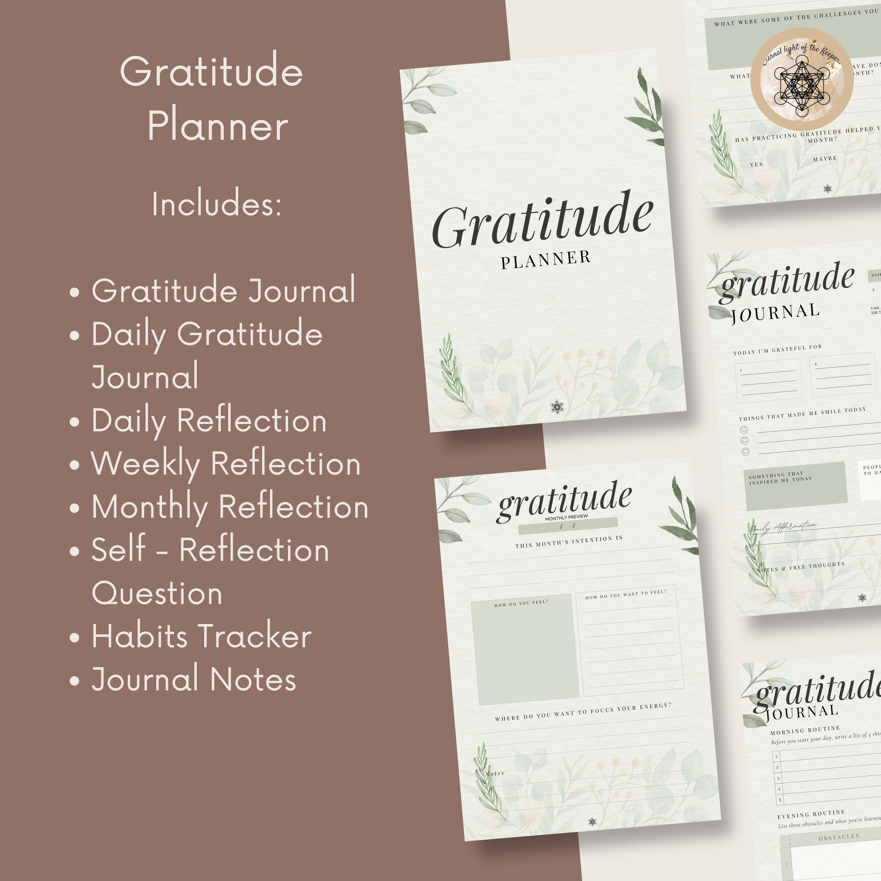 Gratitude Planner, Daily Gratitude Journal | 5-minute Digital ...