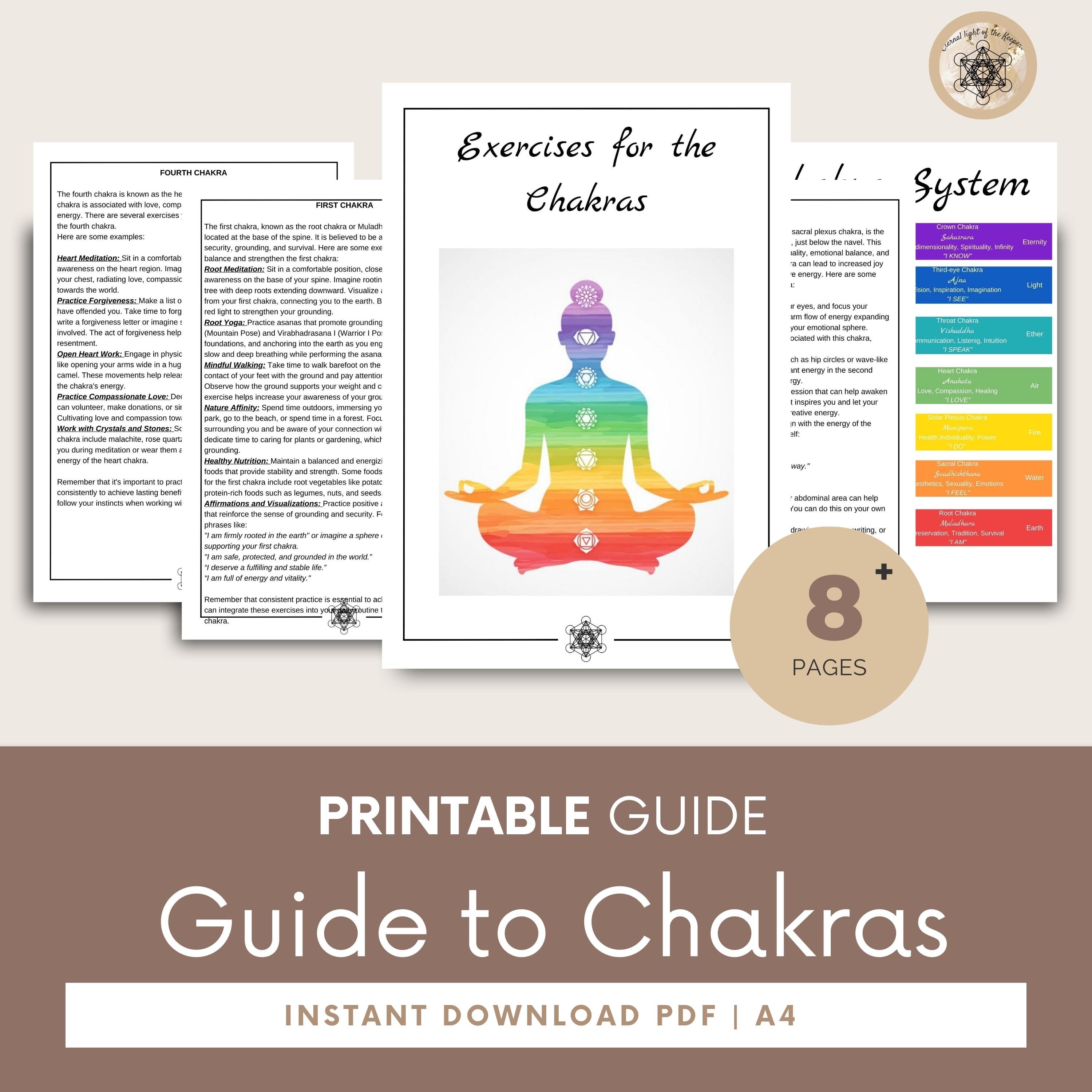 Printable Chakra Guide Detailed PDF A4 Guide for Seven Chakras, Balance ...