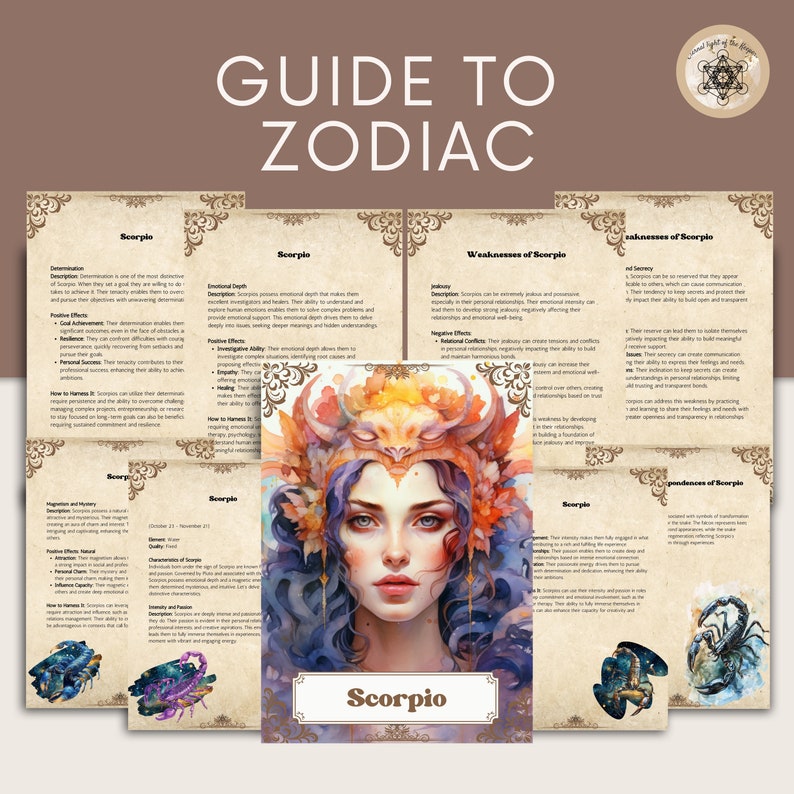 Scorpio Zodiac Guide, Astrology Insights (printable A4) - Etsy