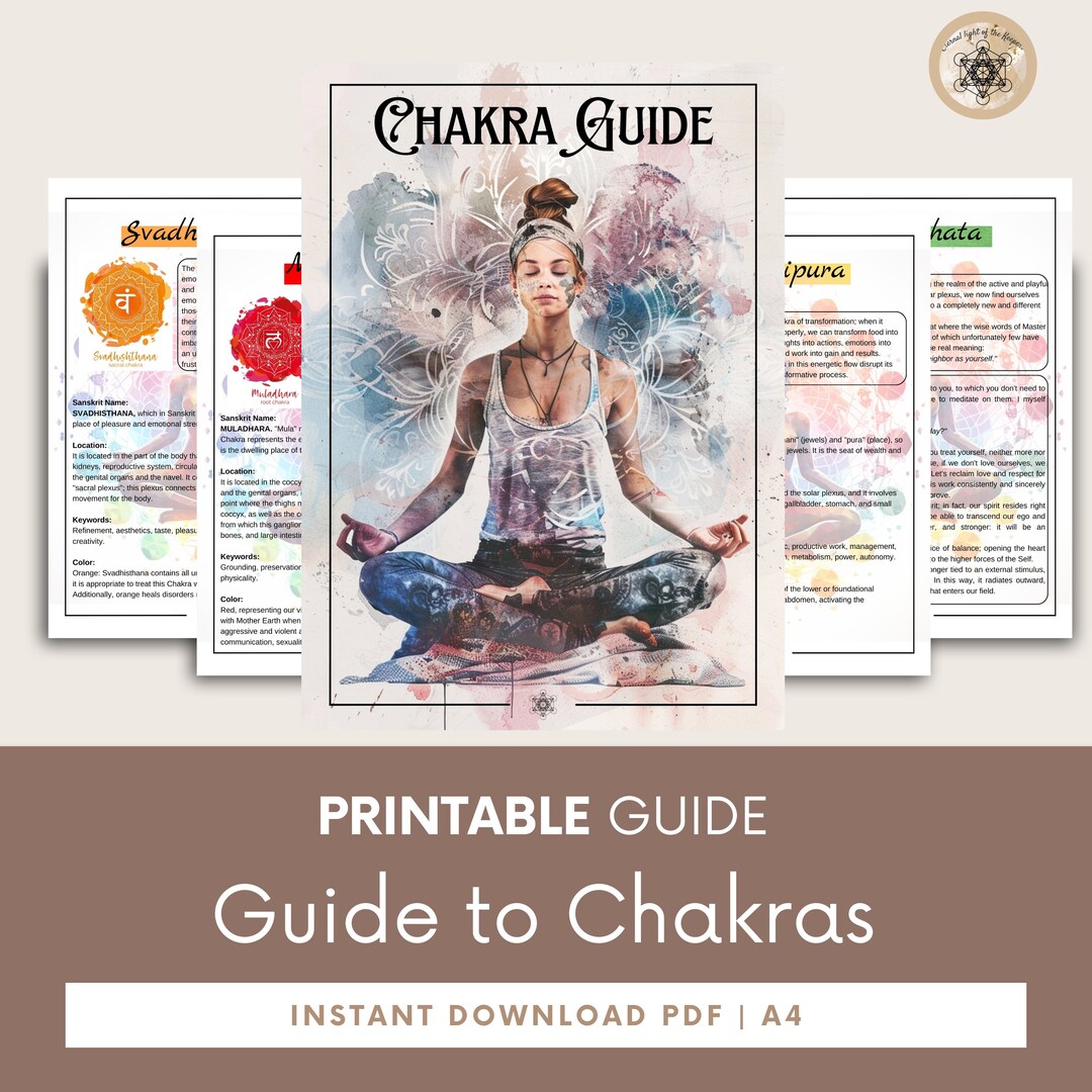 Printable Chakra Guide Detailed PDF A4 Guide for Seven Chakras, Balance ...