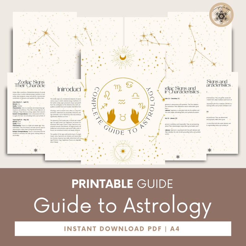 Printable Astrology Guide - Detailed Zodiac PDF Workbook & Journal for ...