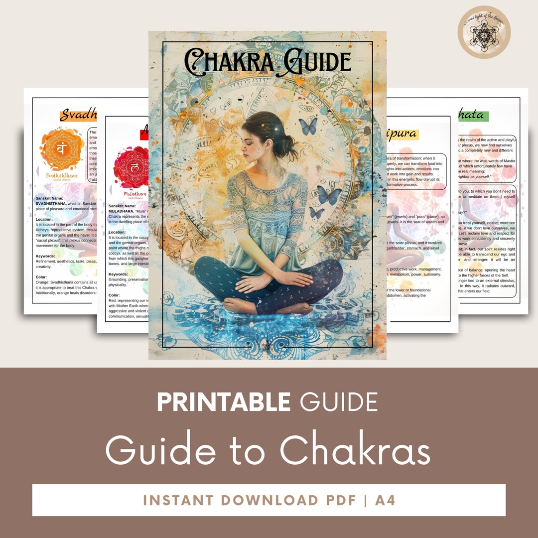 Printable Chakra Guide Detailed PDF A4 Guide for Seven Chakras, Balance ...