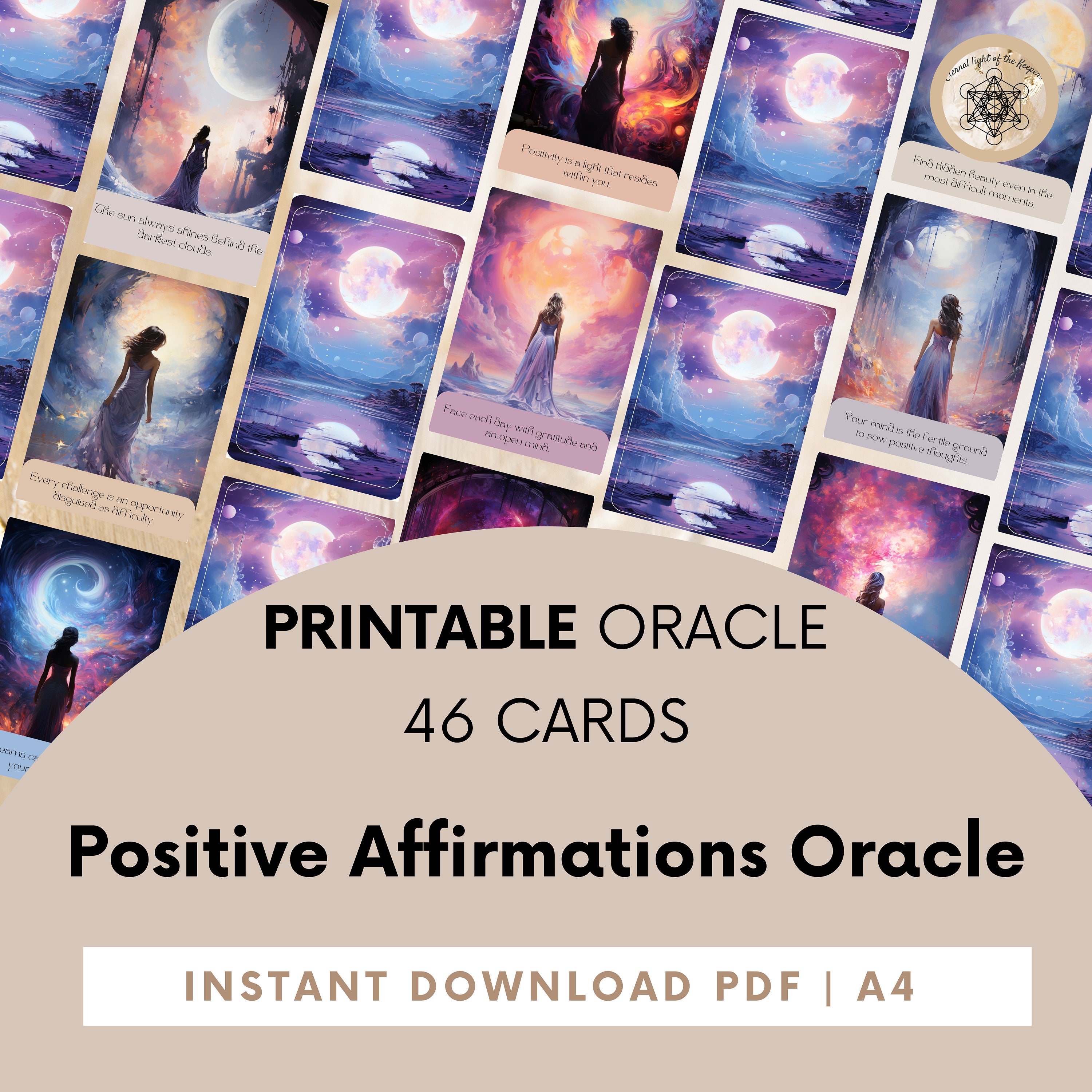 Positive Affirmations Oracle Cards, Printable Card Deck , Mindfulness ...