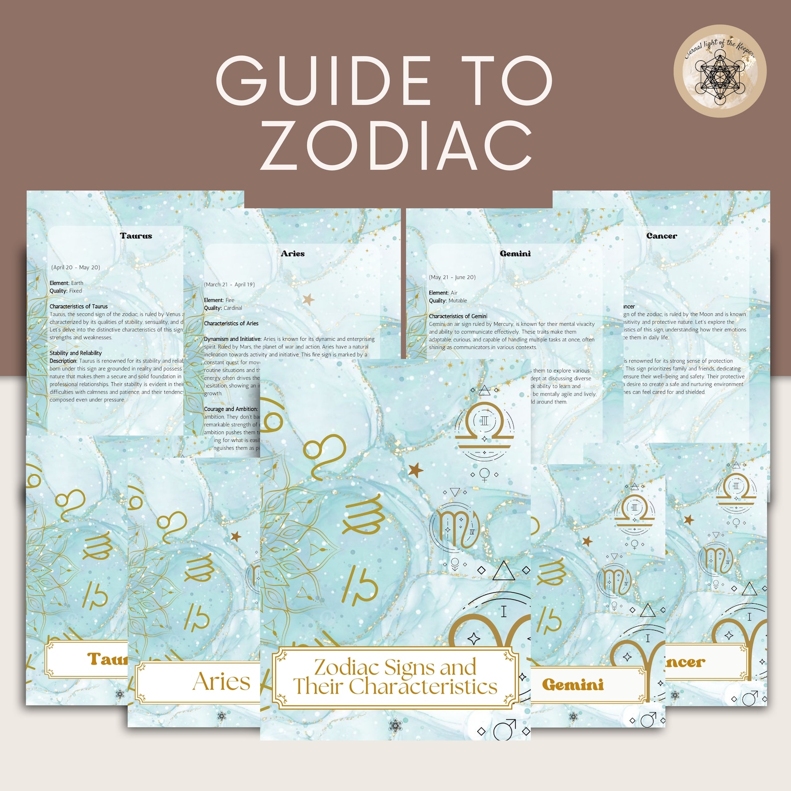 Printable Zodiac Guide Detailed Zodiac PDF, Zodiac Signs and Their ...