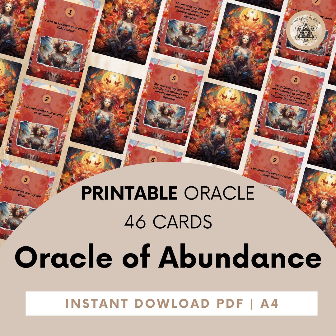 Oracle Cards of Abundance, Printable Cards Deck, Manifest Abundance ...