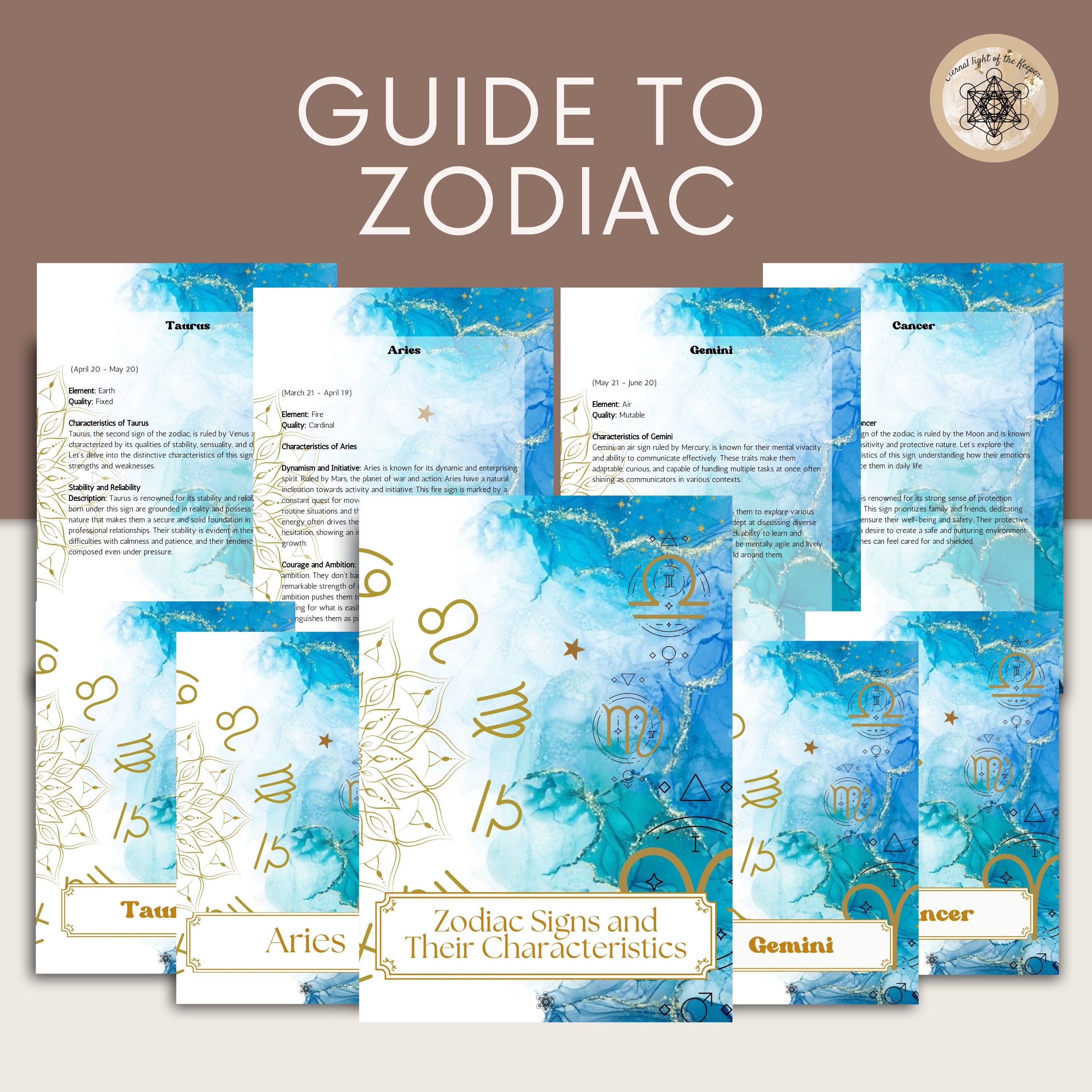Printable Zodiac Guide Detailed Zodiac PDF, Zodiac Signs and Their ...