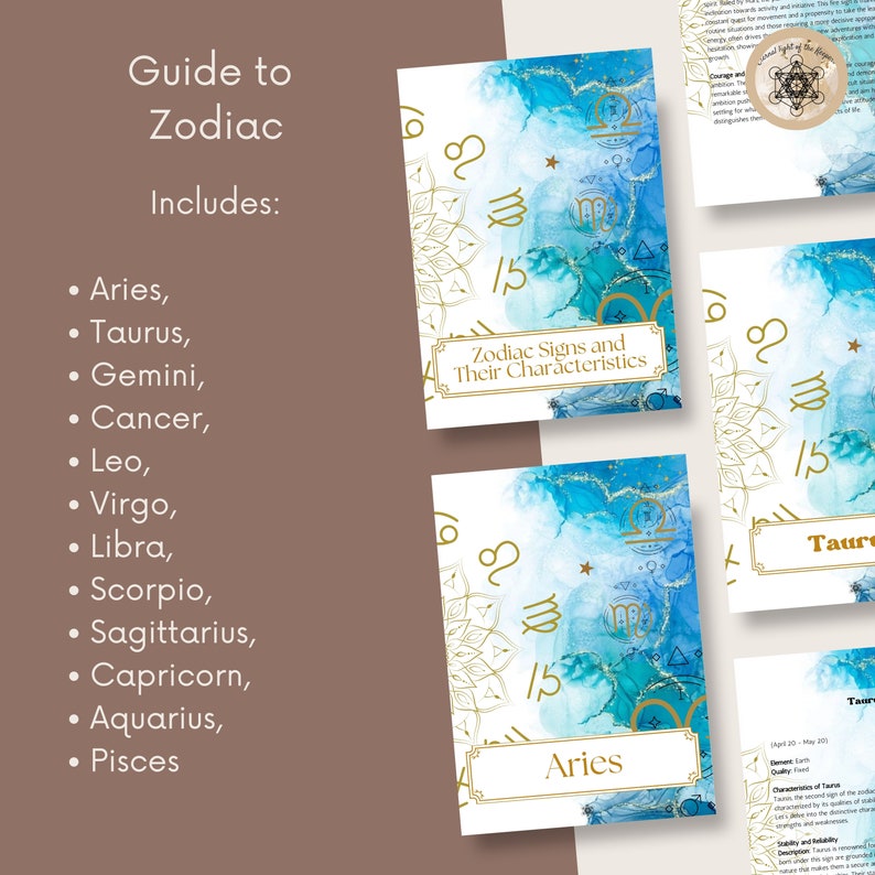 Printable Zodiac Guide Detailed Zodiac PDF, Zodiac Signs and Their ...