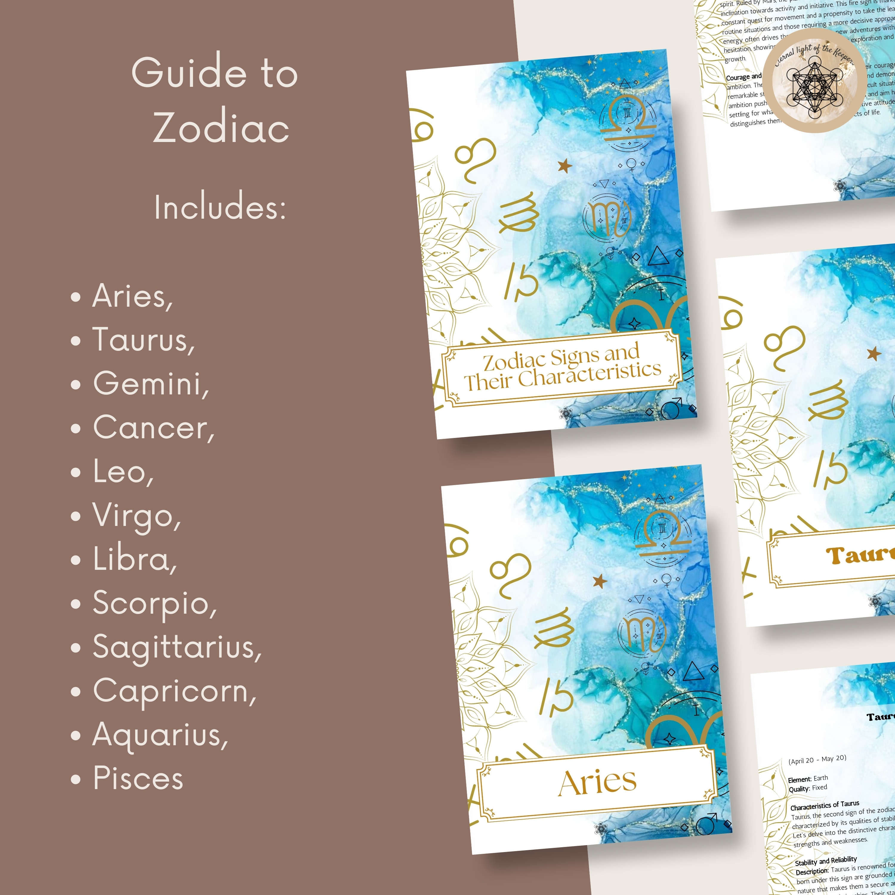 Printable Zodiac Guide Detailed Zodiac PDF, Zodiac Signs and Their ...