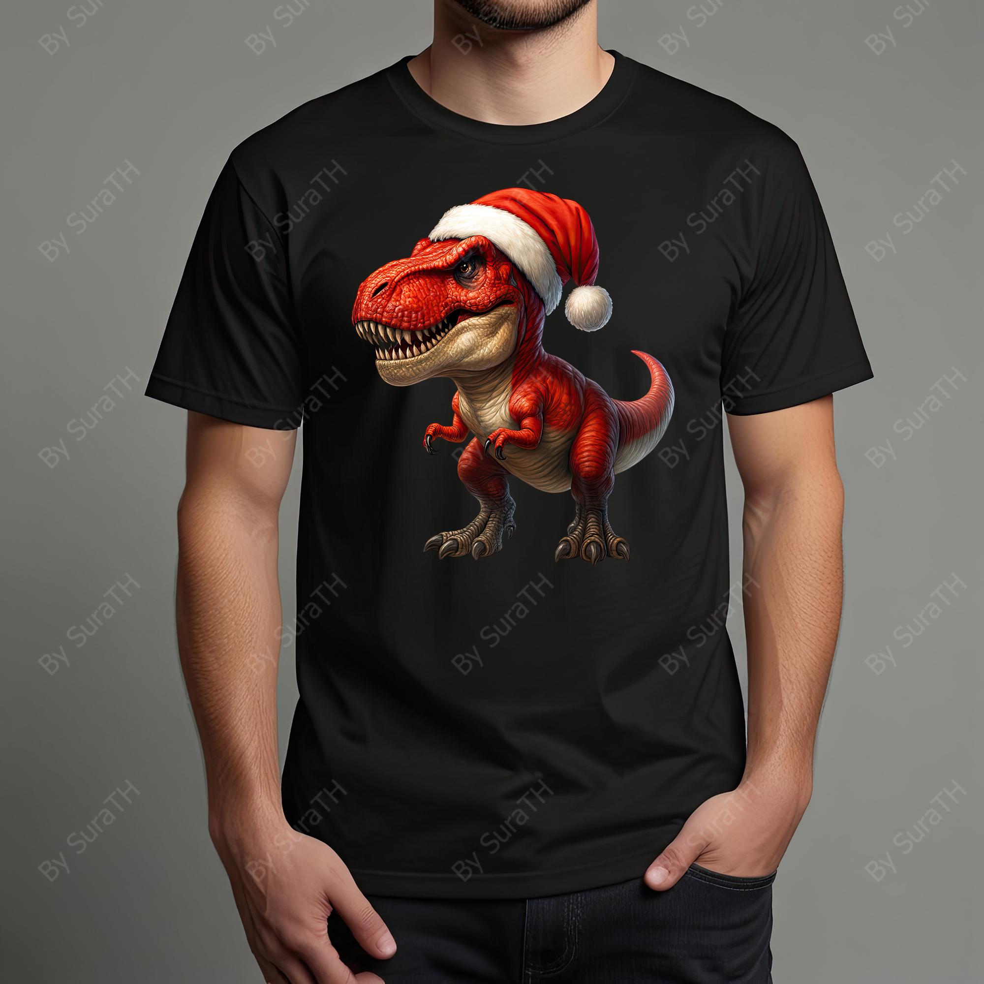 T-rex Santa Hat PNG, Funny Christmas Dinosaur Clipart, Digital Download ...