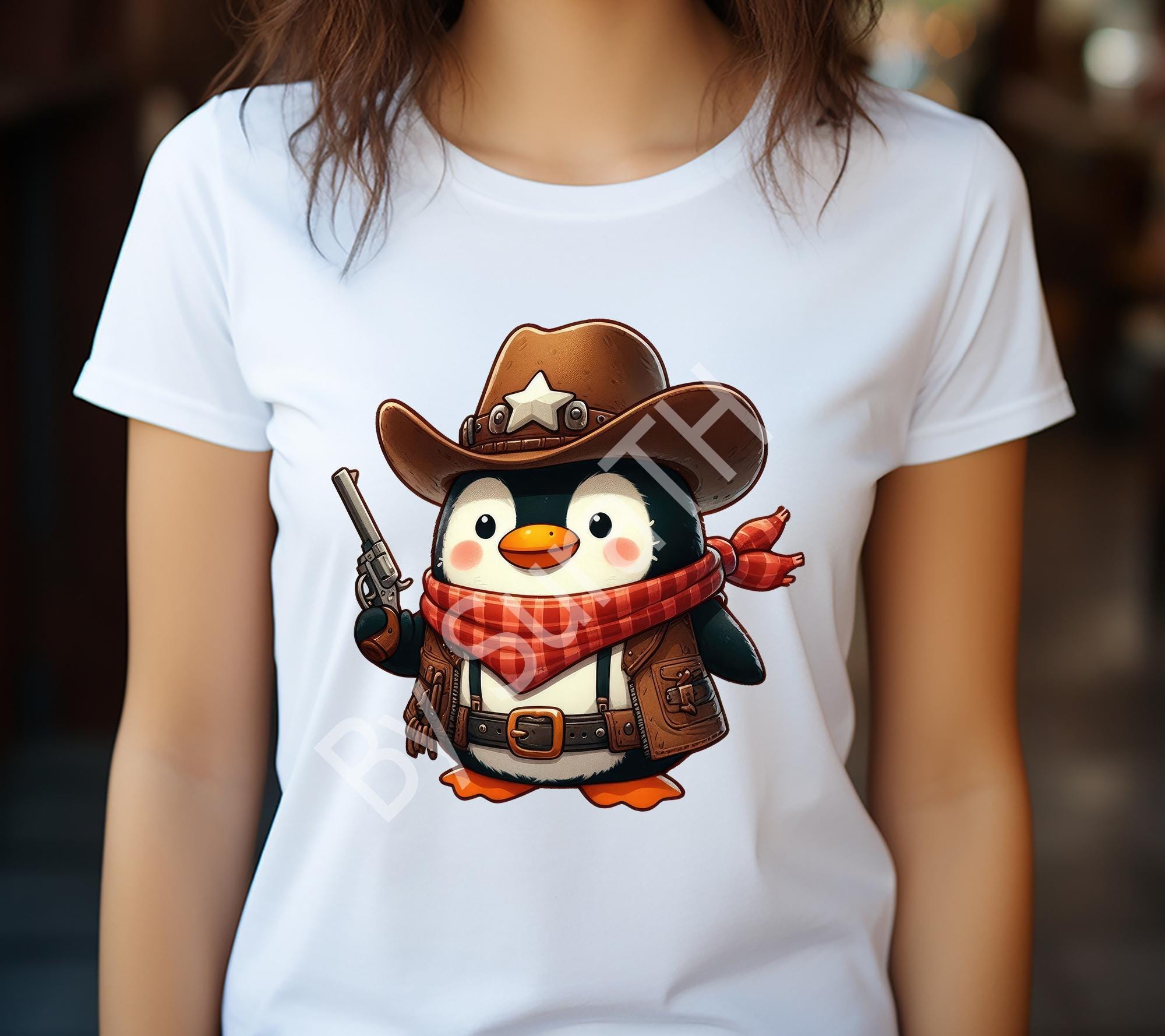 Cute Penguin Cowboy PNG, Penguin Clipart, Cowboy Penguin Western, Funny ...