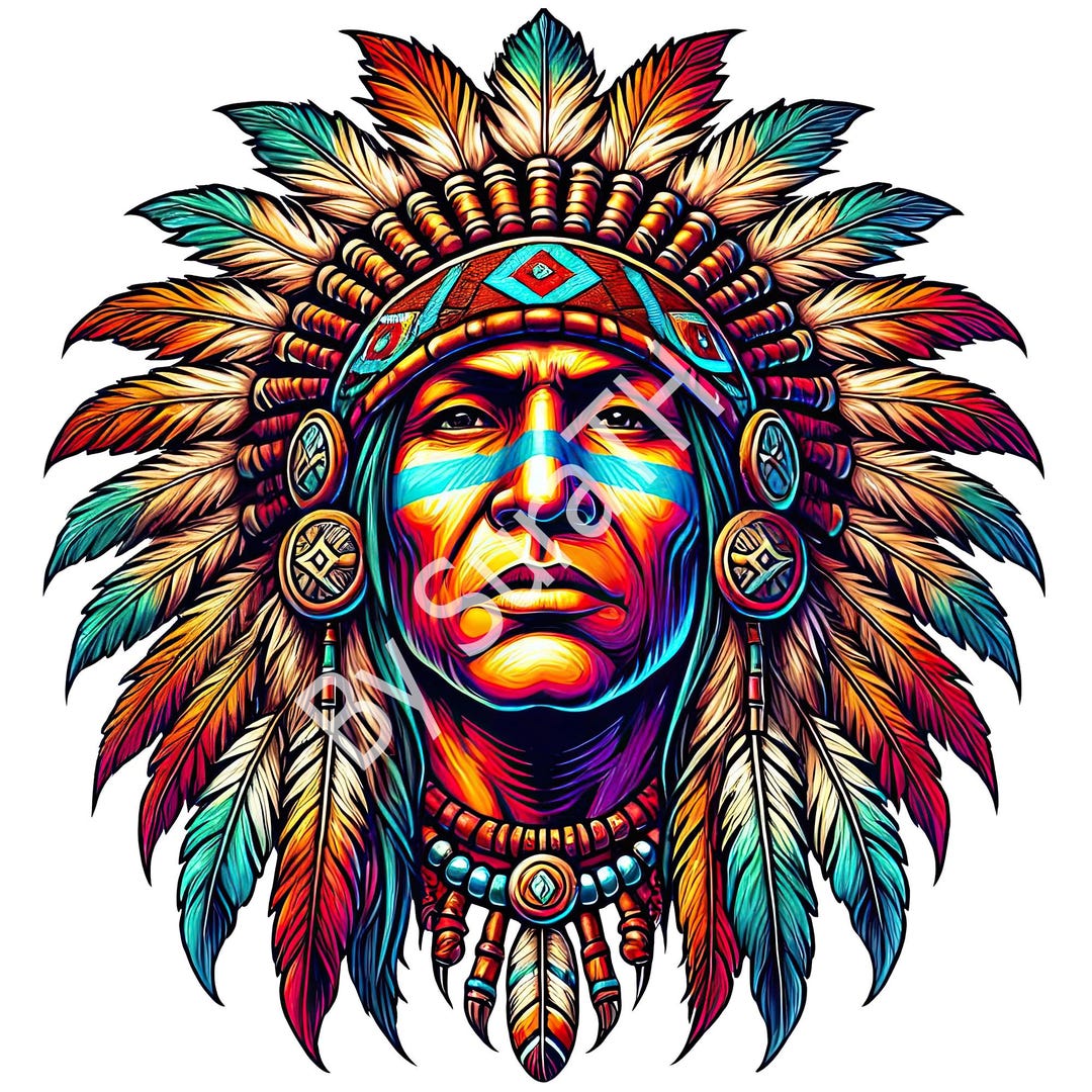 Colorful Native American Chief PNG Clipart (digital Download) - Etsy