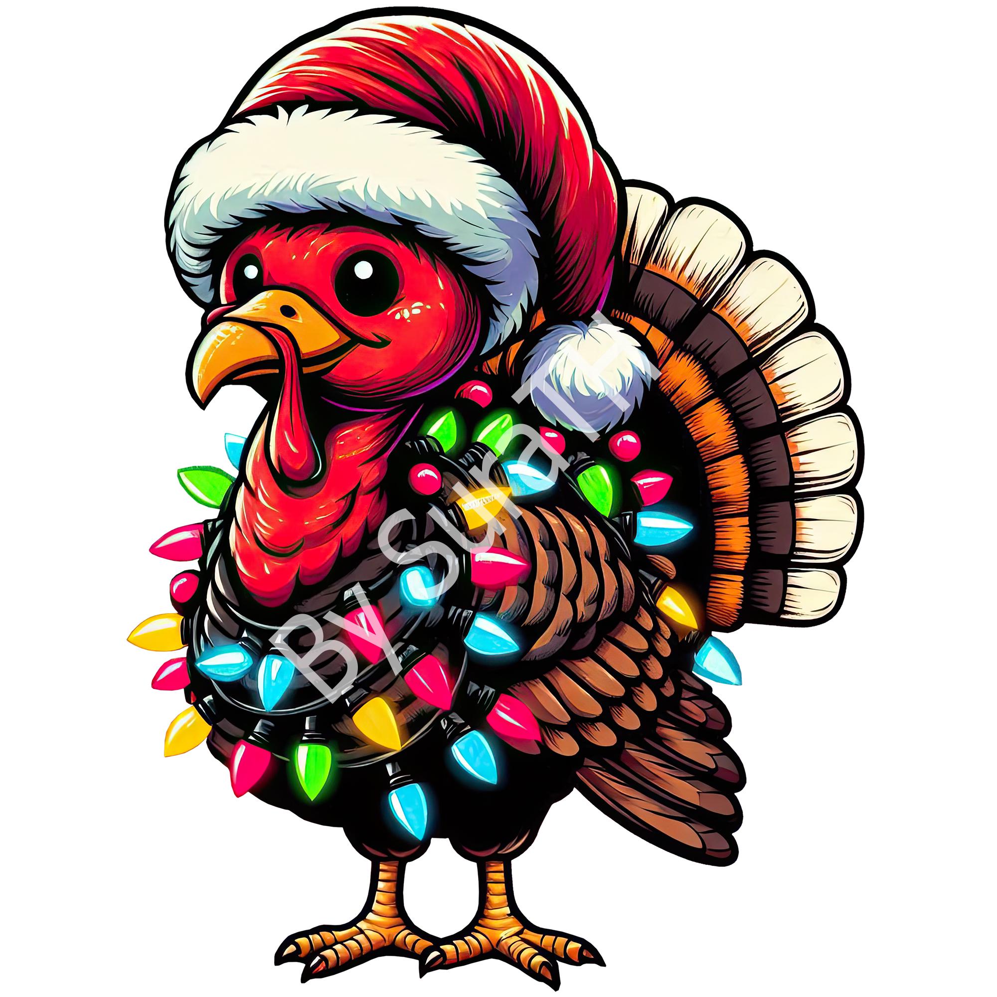 Turkey Christmas Lights PNG, 3 PNG, Santa Turkey Clipart, Funny Turkey ...