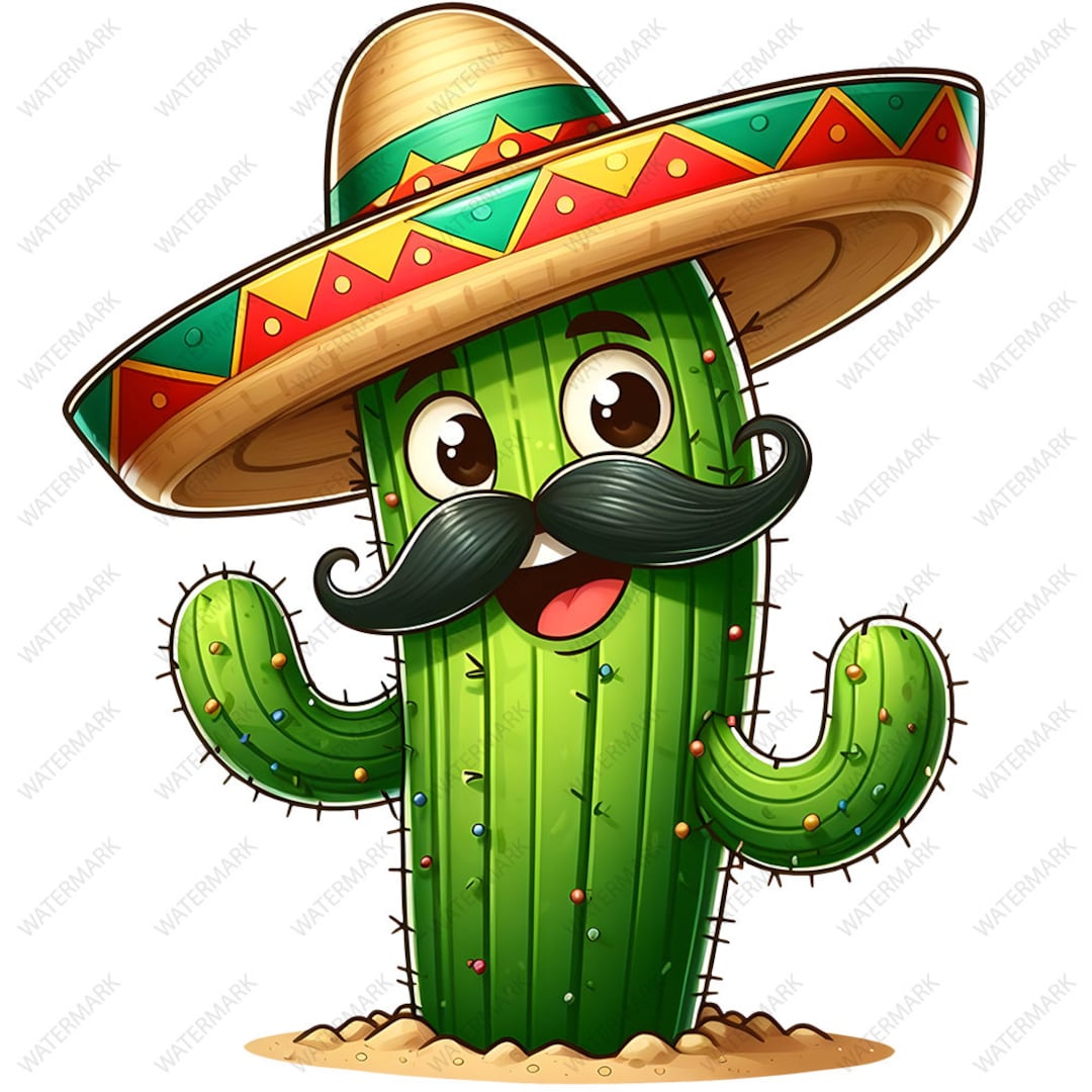 4 Mexican Cactus, Cactus Sombrero PNG, Cactus Sombrero Clipart, Cactus ...