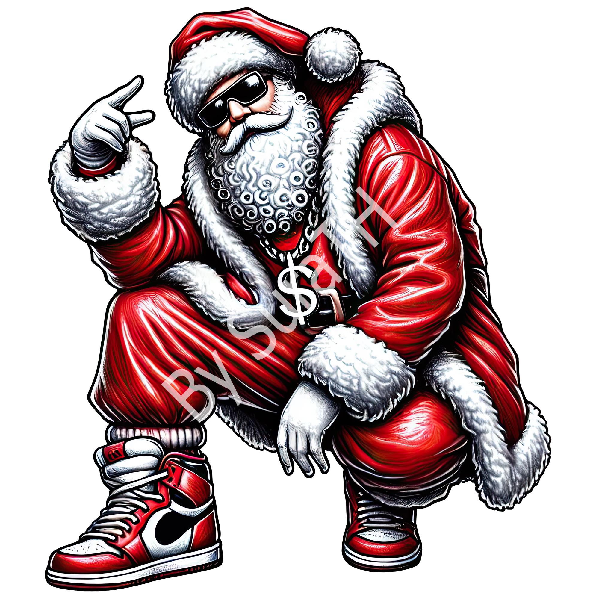 Hip Hop Santa PNG, Rapper Santa Clipart, Funny Santa Claus, Christmas ...