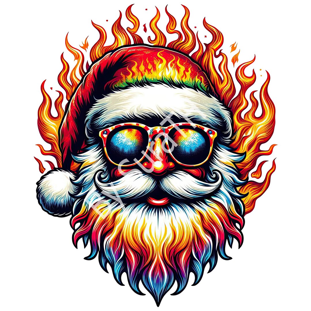 Flaming Santa PNG, Scary Santa PNG, Cool Santa Clipart, Santa Digital ...