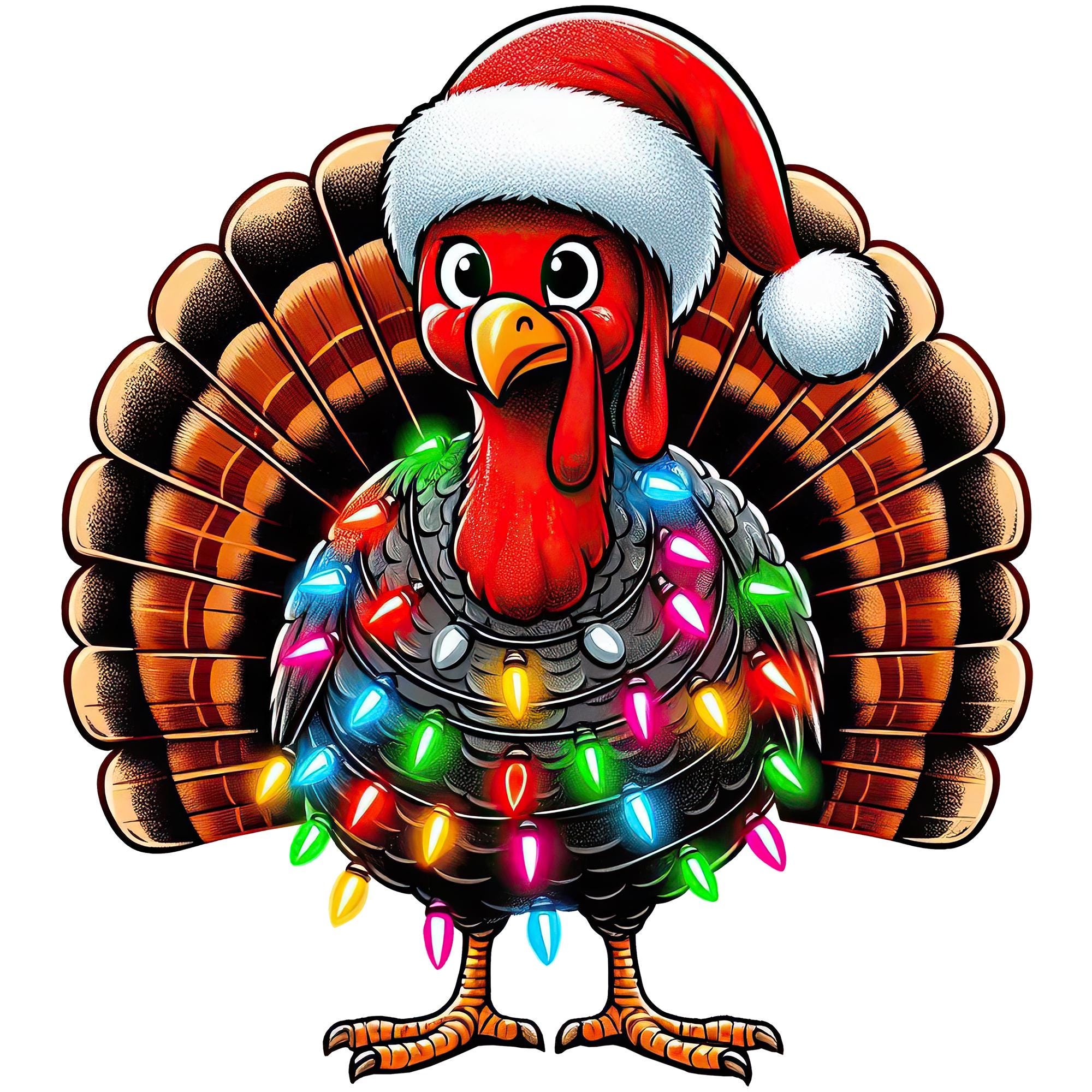 Turkey Christmas Lights PNG, 3 PNG, Santa Turkey Clipart, Funny Turkey ...