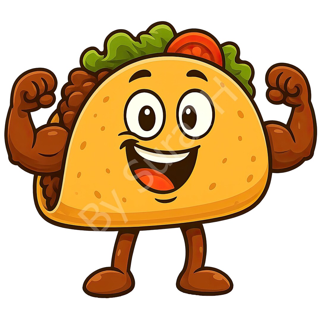 Muscle Taco PNG, Funny Tacos Clipart, Mexican Food Cartoon, Digital ...