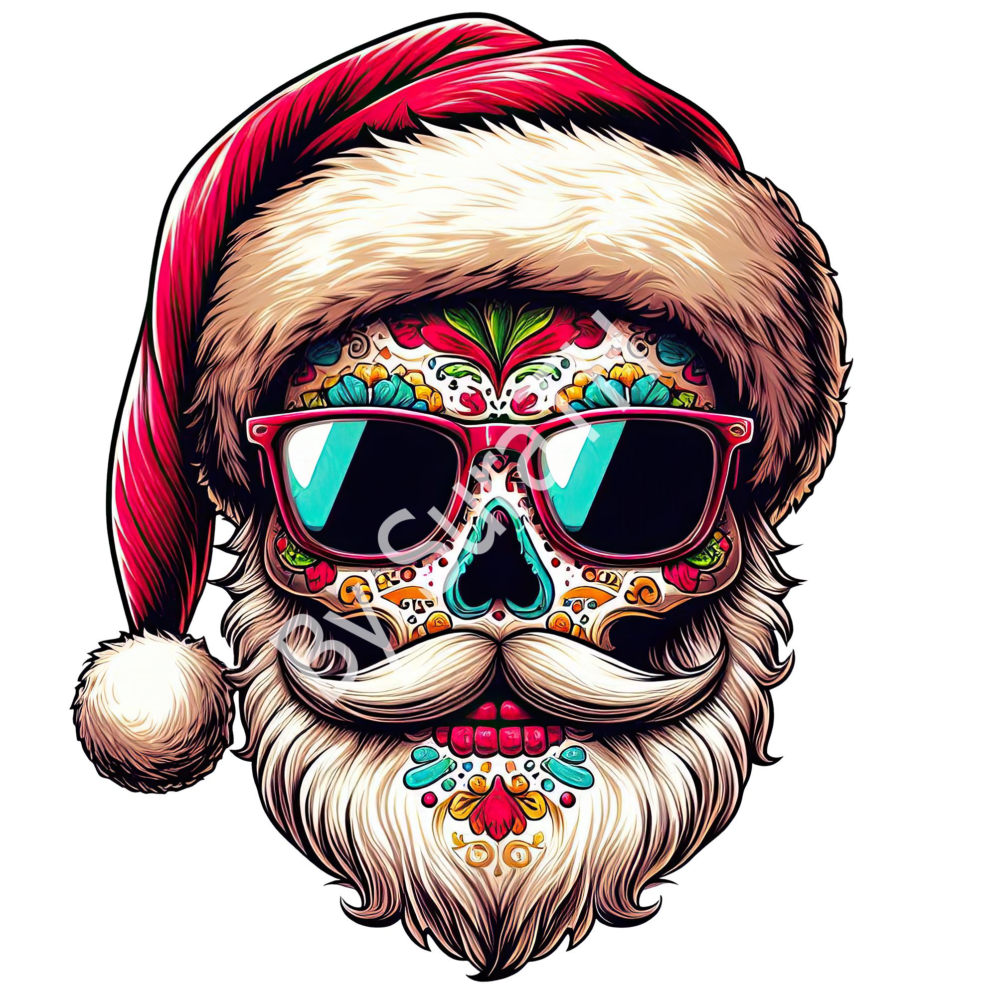 Mexican Santa Skull PNG, Cool Santa Skull Clipart, Sugar Skull Santa ...