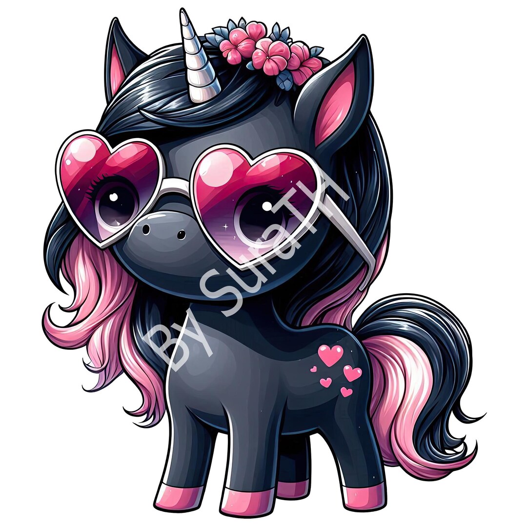 Cute Baby Black Unicorn PNG, Baby Black Unicorn Clipart, Dark Unicorn ...