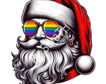 Christmas LGBT Santa Gay PNG, LGBT Santa Clipart, Rainbow Christmas ...