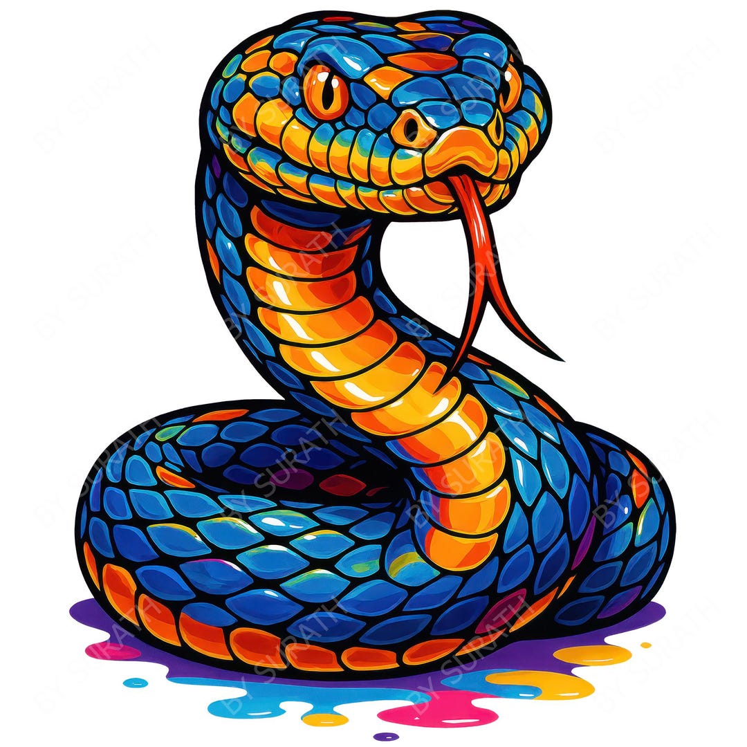Colorful Snake PNG, Snake Artwork Design, Digital Download, Sublimation ...