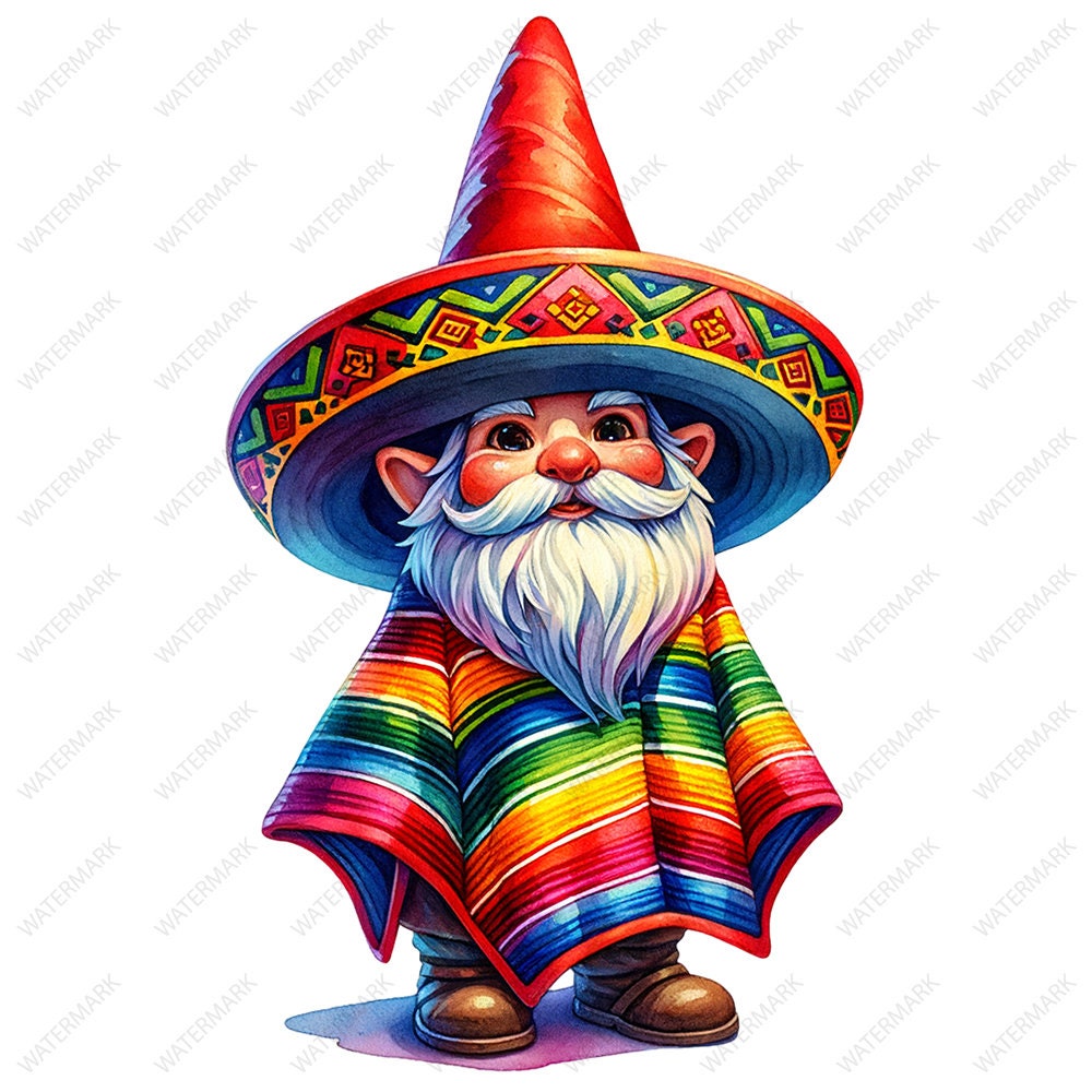 Gnome Mexican Poncho PNG, Gnome Mexican Poncho Clipart, Gnome Cinco De ...