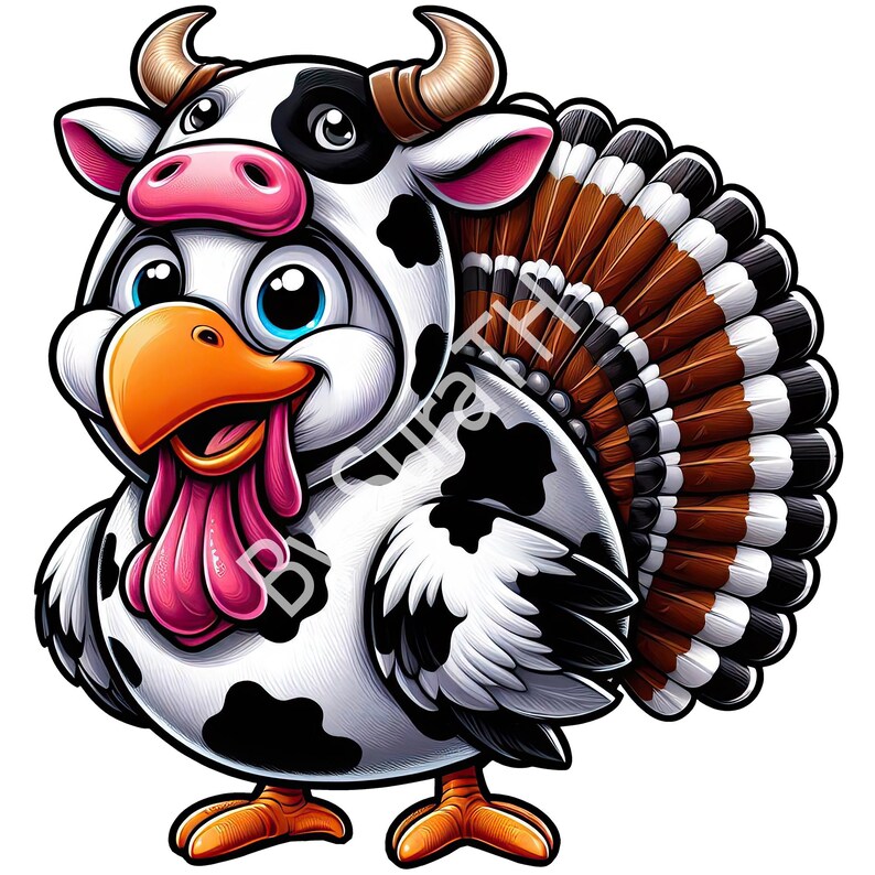 Turkey Cow Costume PNG, Funny Thanksgiving Clipart (digital Download ...
