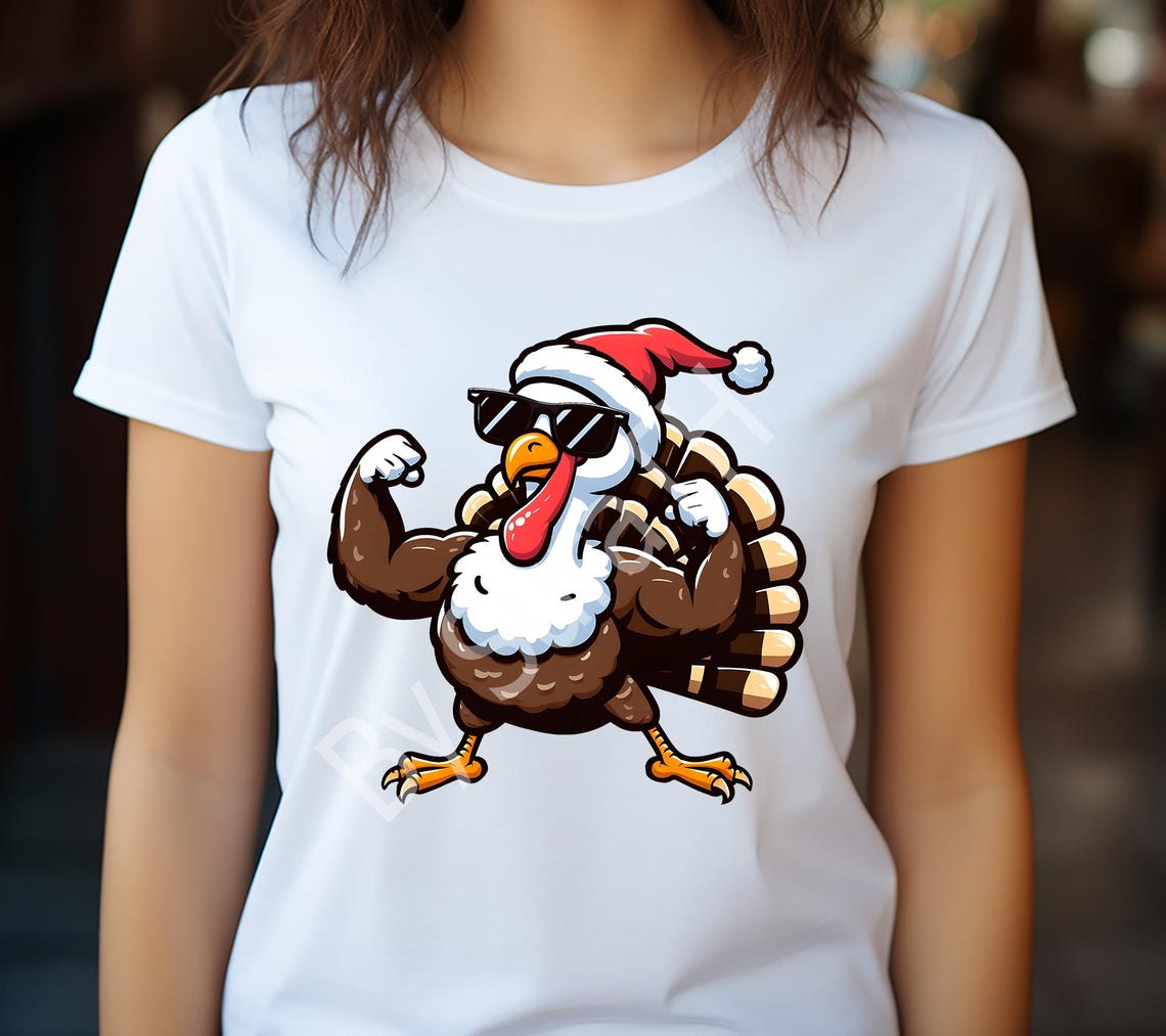 Funny Turkey Thanksgiving PNG, Cool Turkey Clipart, Turkey With Santa ...