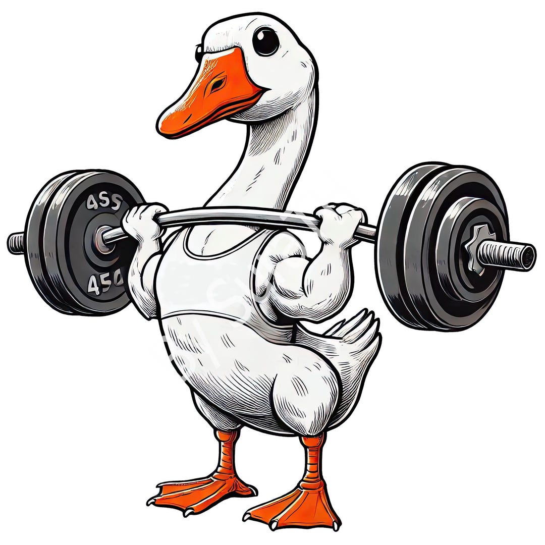 Goose Weightlifting PNG, Funny Goose Weightlifting Clipart, Goose ...