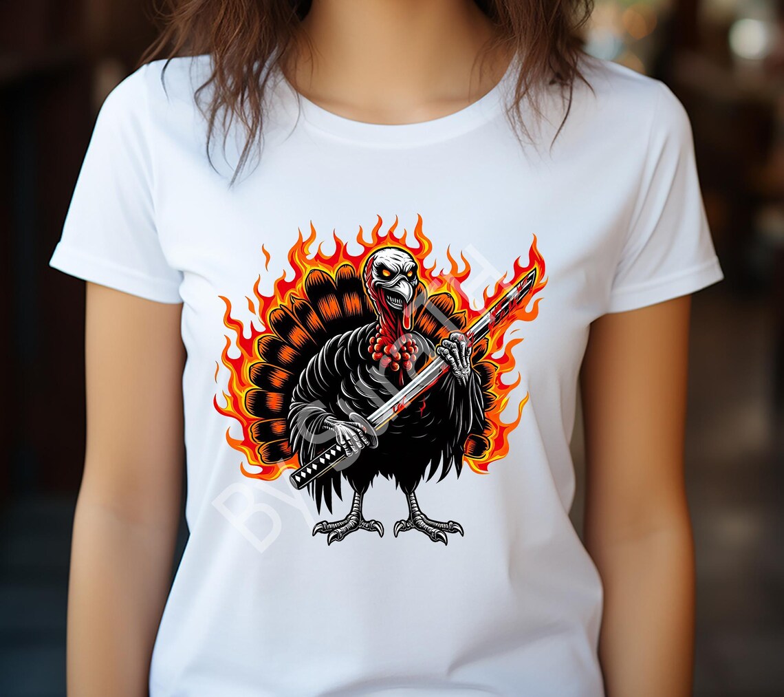 Scary Turkey PNG, Fire on Turkey, Samurai Turkey, Thanksgiving Clipart ...