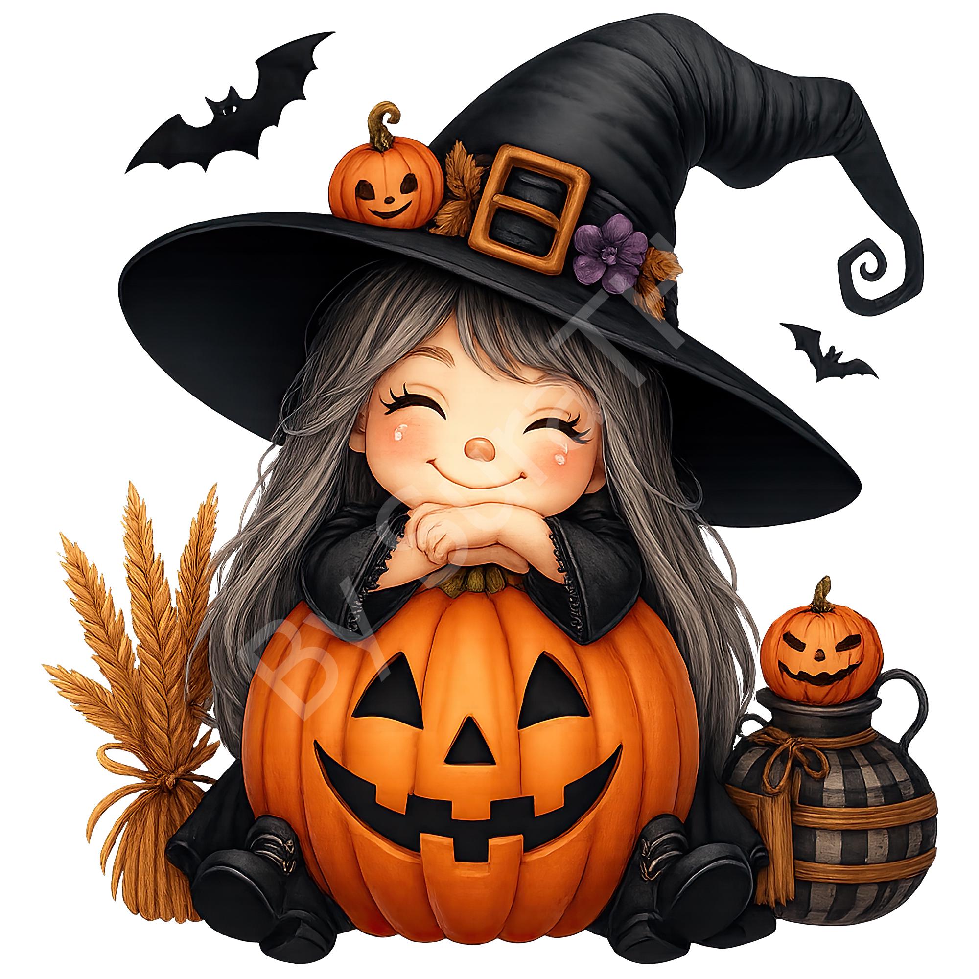 Cute Little Witch, 5 PNG, Little Witch Clipart, Little Witch Halloween ...