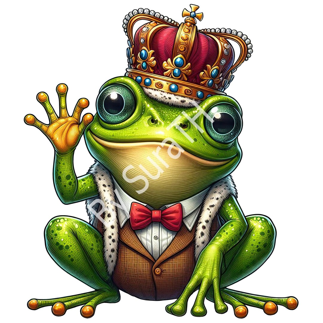 Frog Prince, 4 PNG, King Frog Clipart, Funny Frog PNG, Cute Frog, Frog ...