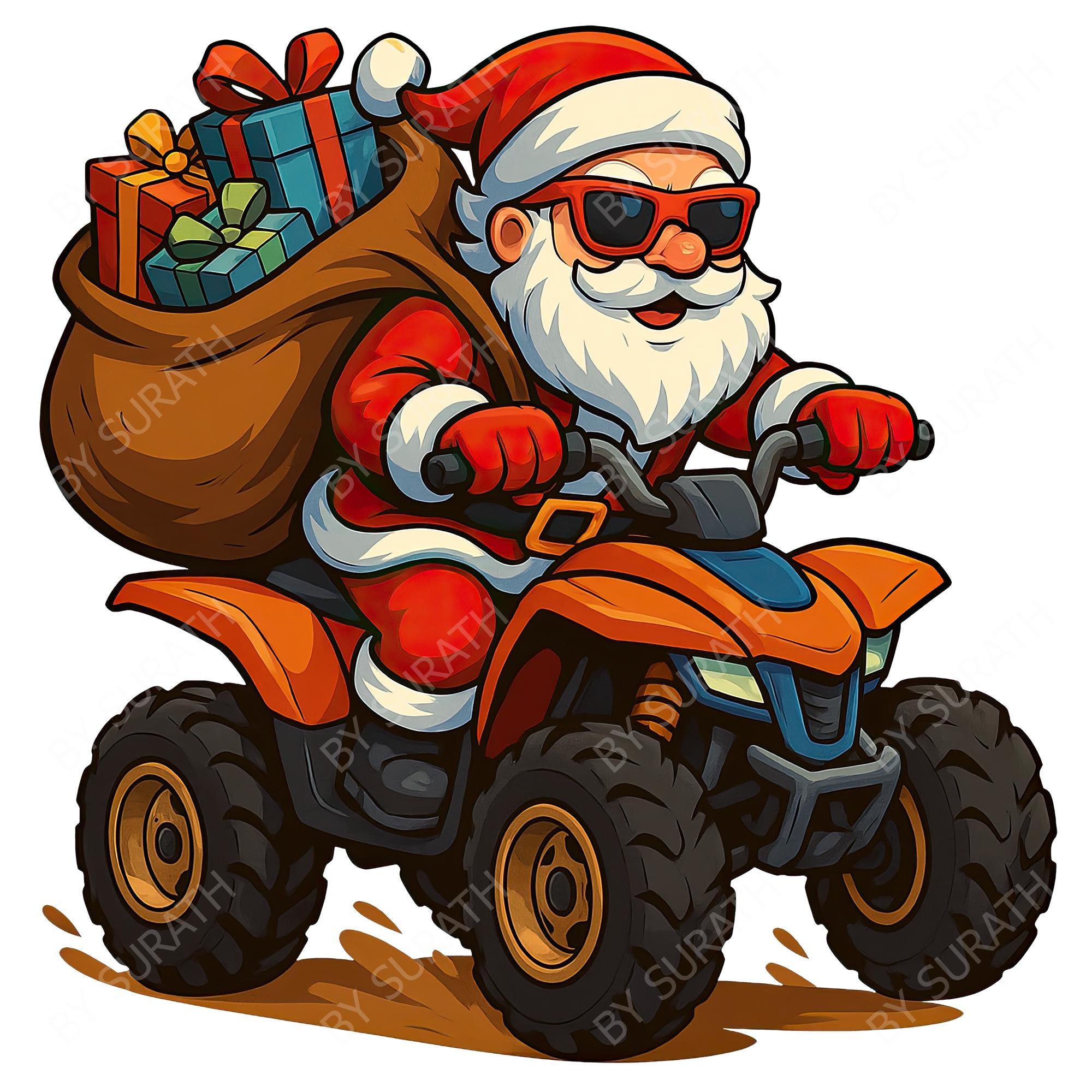 Funny Santa Riding ATV PNG, 3 Designs, Santa Christmas, Digital ...