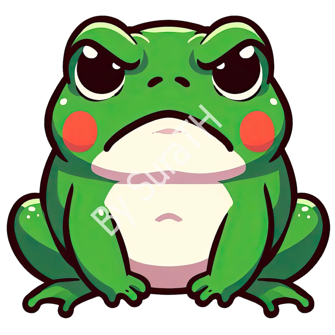 Grumpy Frog PNG, Funny Frog Clipart, Cute Frog Digital Download, Grumpy ...