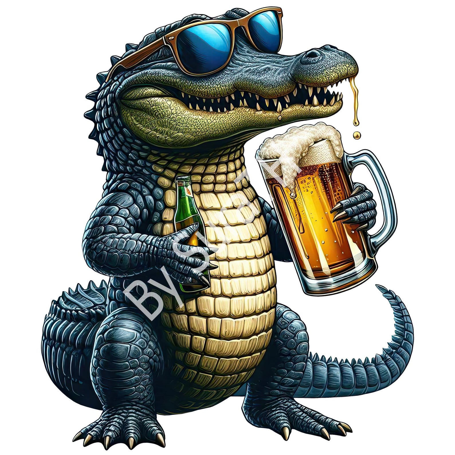 Alligator Drinking Beer, 7 PNG, Funny Crocodile, Digital Download ...