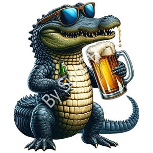 Alligator Holding A Beer, 7 PNG, Crocodile Drinking Beer, Funny ...