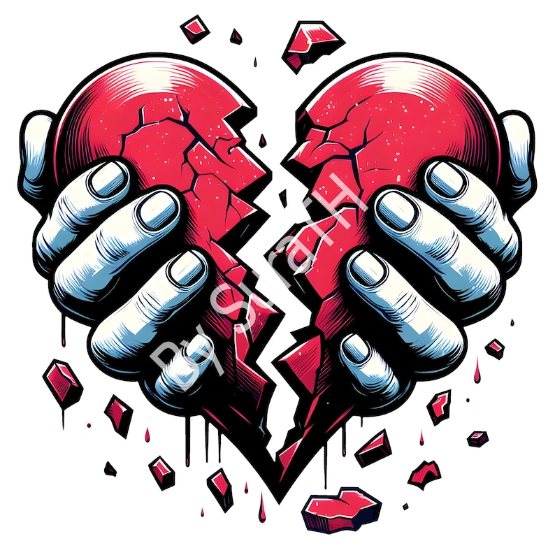 Broken Heart PNG Clipart: Valentine's Day Love (digital Download) - Etsy