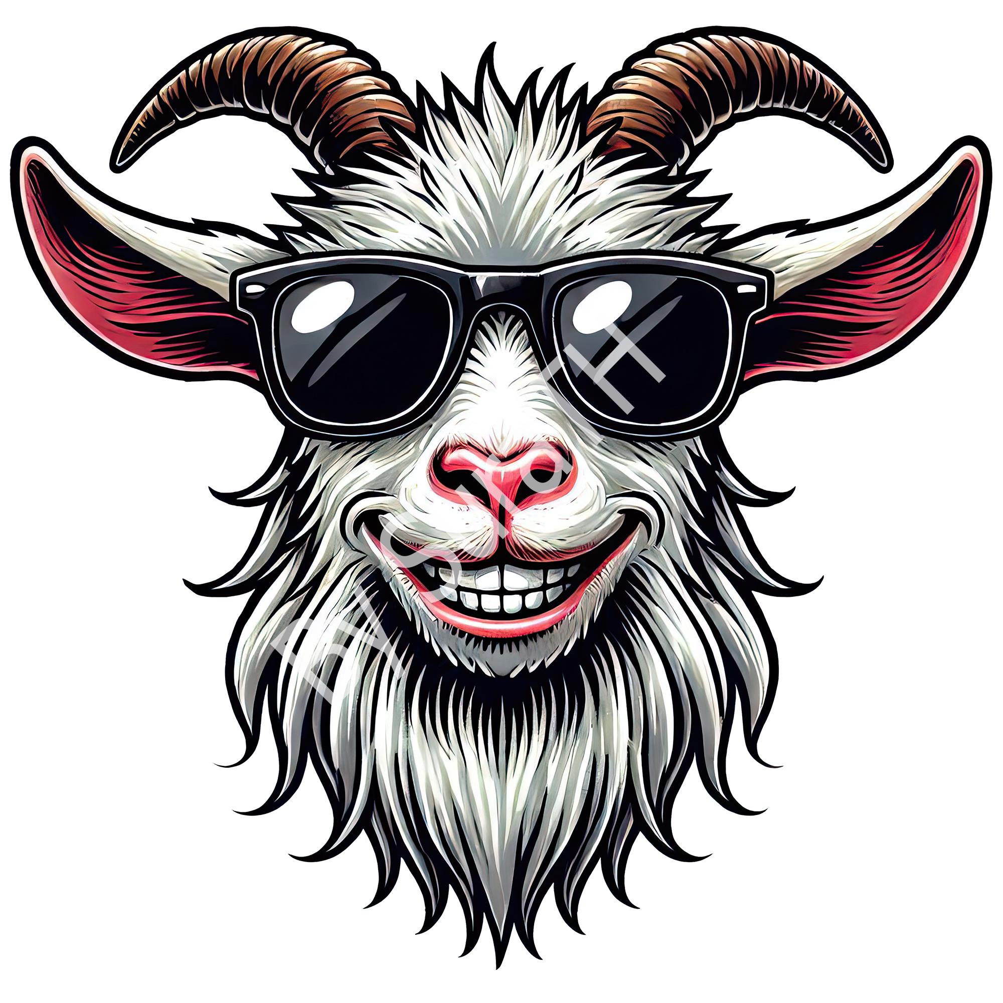 Cool Goat PNG, Funny Goat Clipart, Goat Sunglasses, Goat Smiling PNG ...