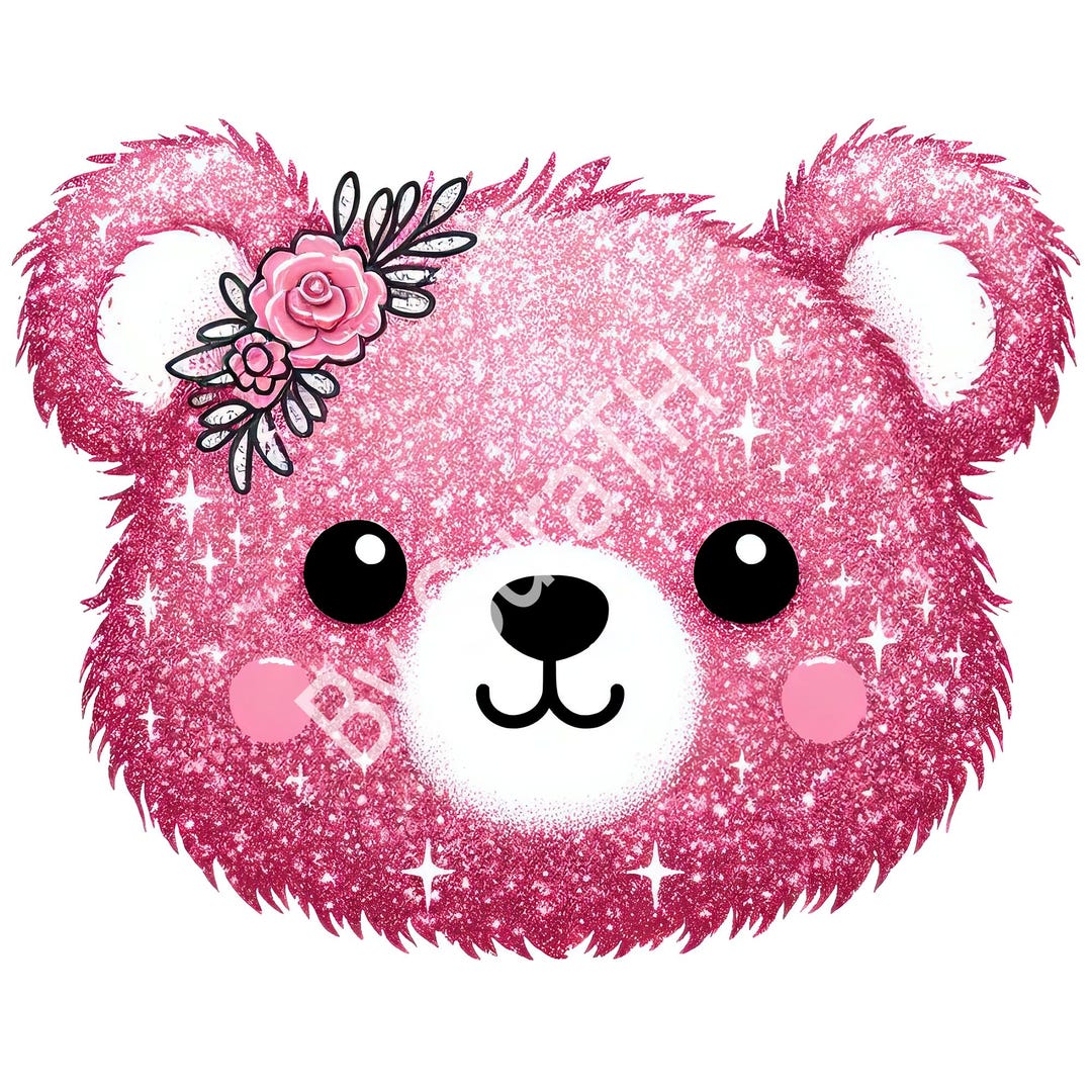 Pink Bear PNG, Cute Bear Clipart, Pink Bear Digital Download, Bear ...