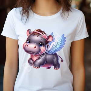 Moo Deng Little Angel Hippo PNG, Cute Hippo Clipart, Baby Pygmy Hippo ...