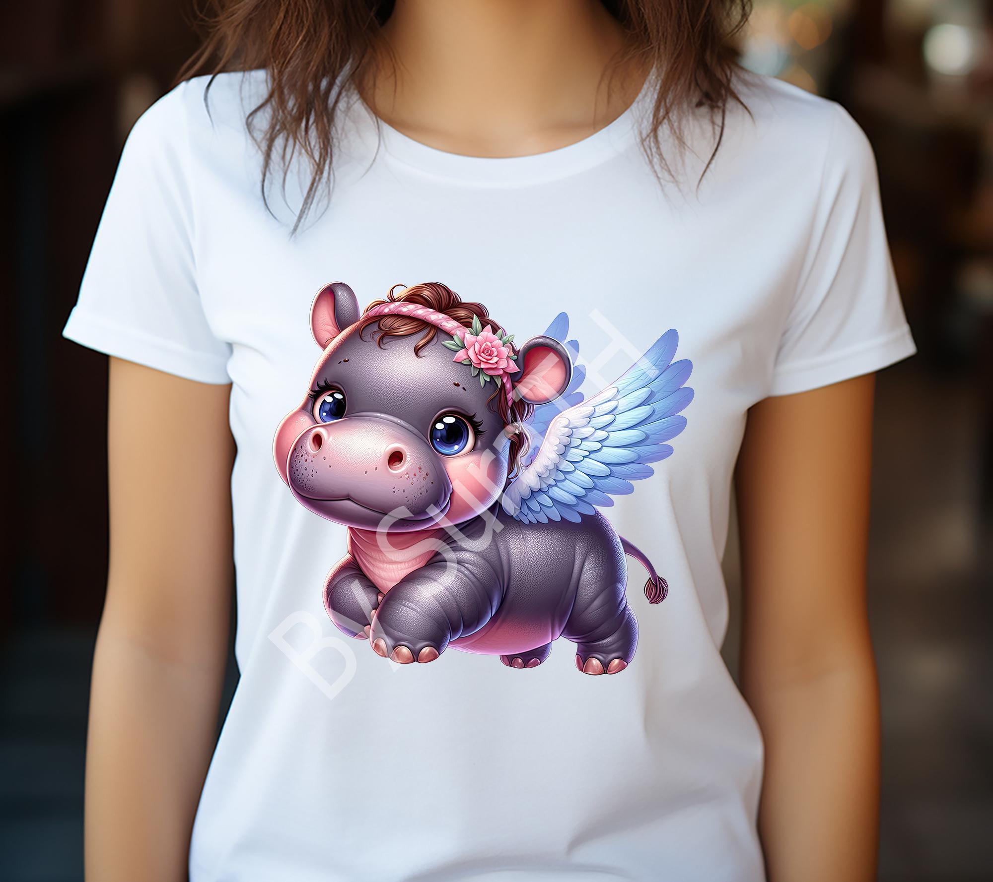 Moo Deng Little Angel Hippo PNG, Cute Hippo Clipart, Baby Pygmy Hippo ...