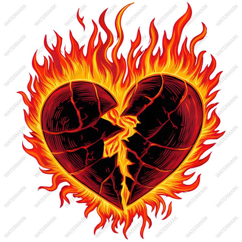 Heartbreak on Fire PNG, Flaming Broken Heart, Burning Broken Heart ...