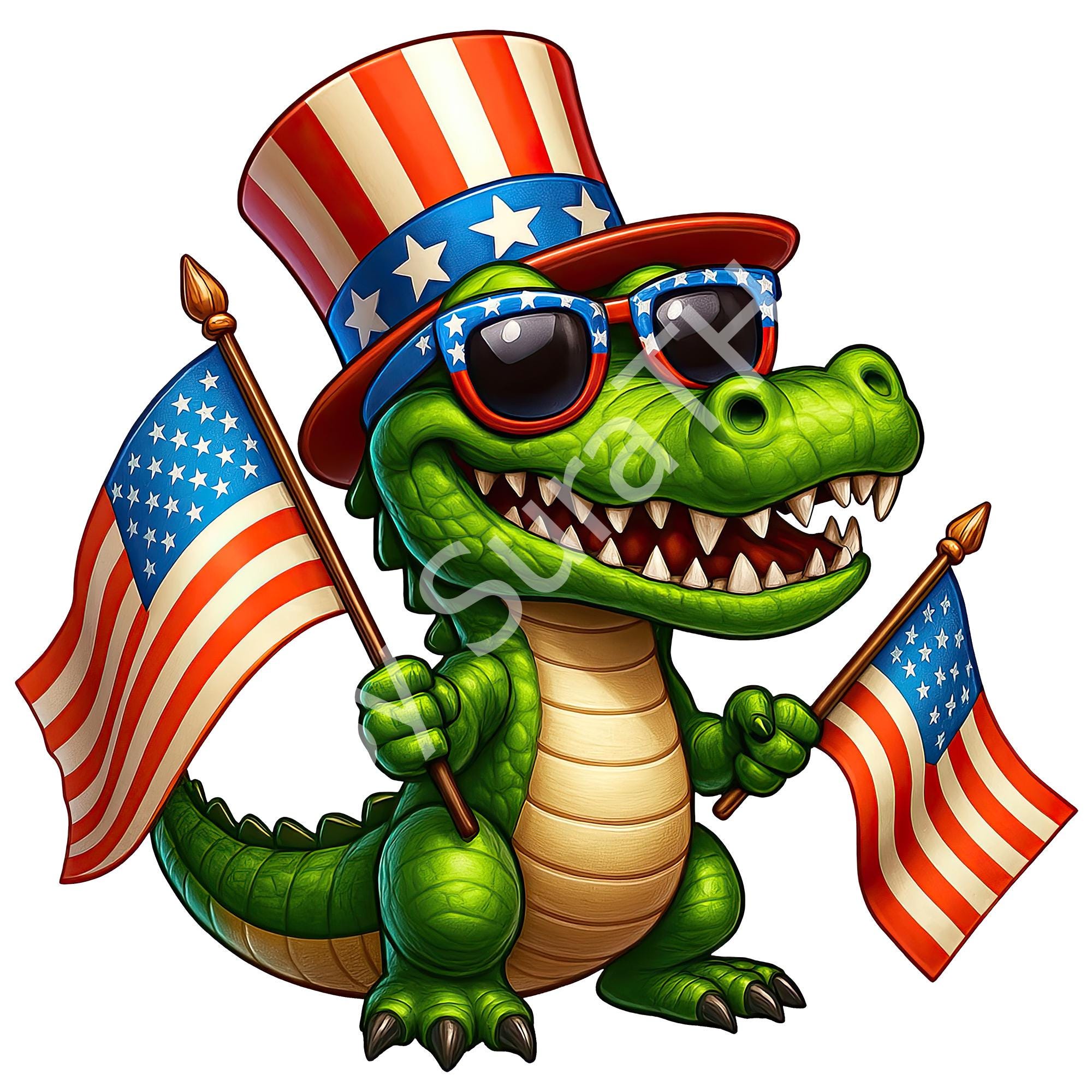 Alligator American Flag PNG, Alligator 4th of July, Funny Alligator ...