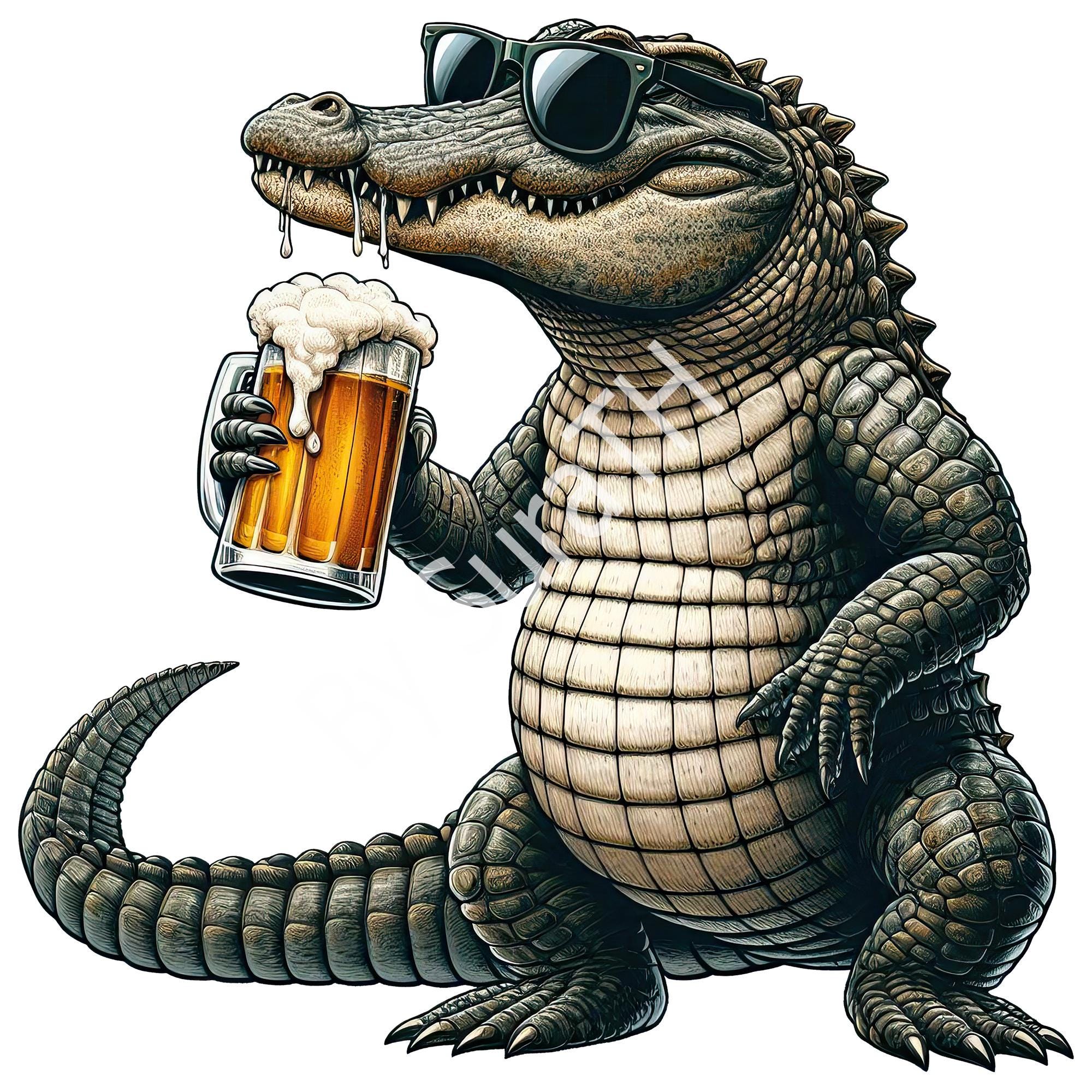 Alligator Drinking Beer, 7 PNG, Funny Crocodile, Digital Download ...