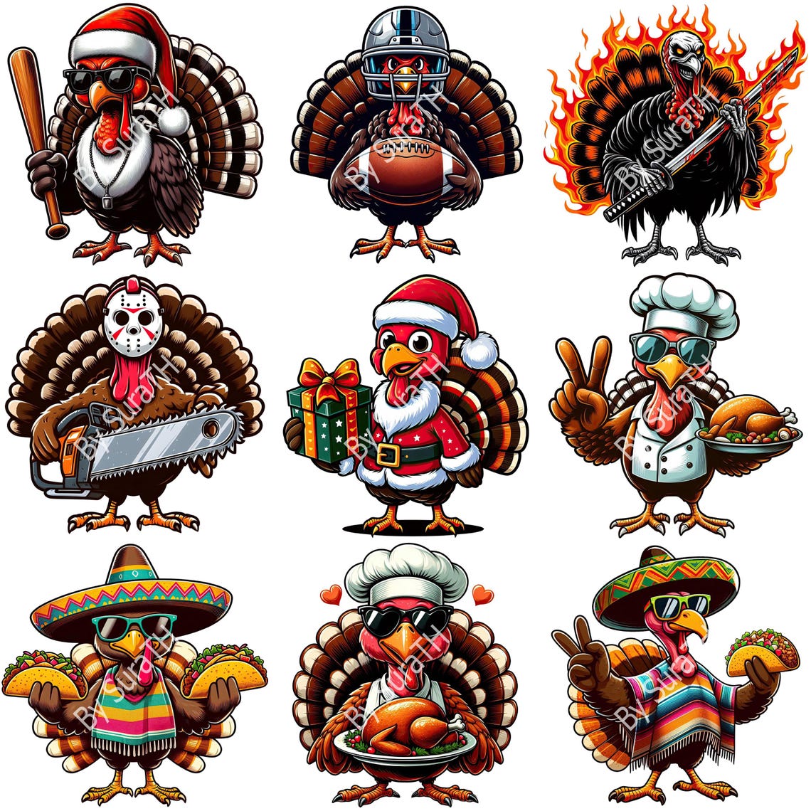Funny Thanksgiving Turkey Clipart, 40 PNG Bundle (digital Download) - Etsy