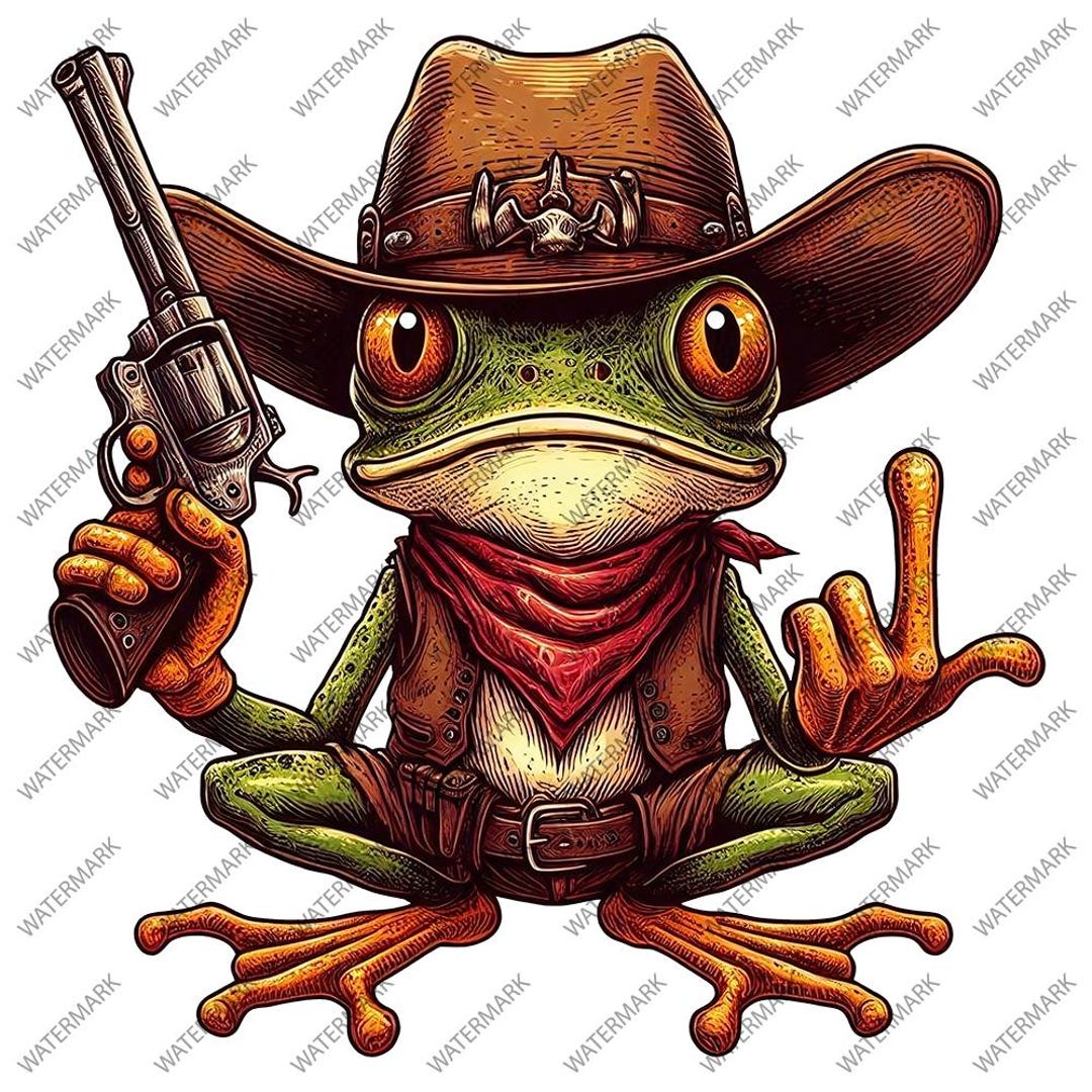 Western Cowboy Frog PNG, Frog Cowboy Clipart, Funny Frog Print, Cool ...
