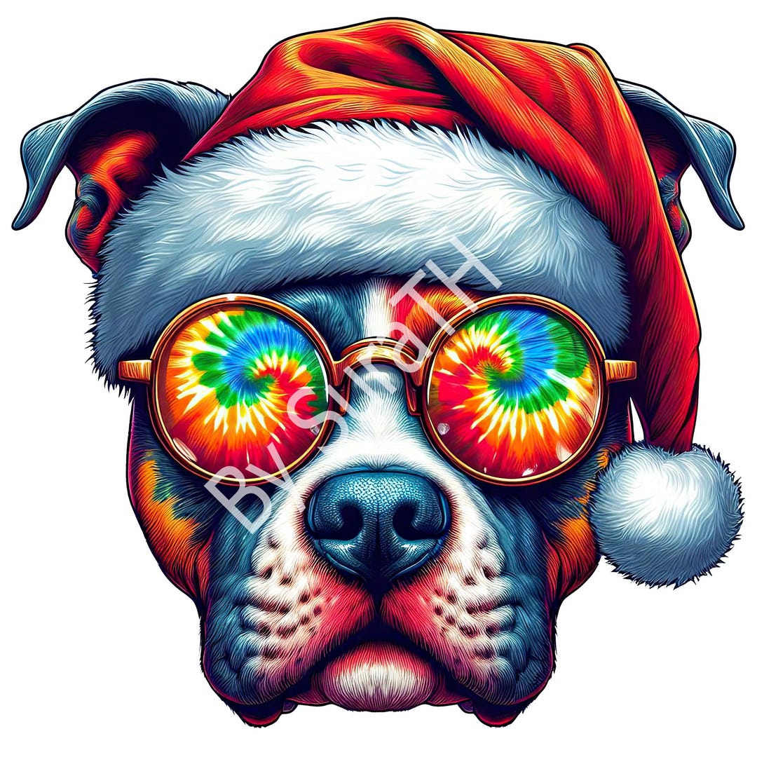 Christmas Pit Bull Dog PNG, Santa Pit Bull Clipart, Funny Pit Bull Dog ...