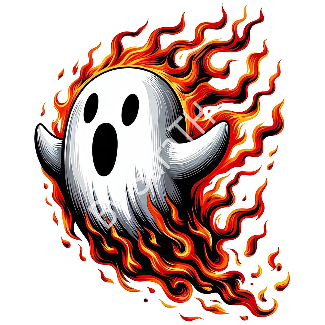 Ghost on Fire, 6 Ghost PNG Bundle, Boo Ghost Clipart, Cute Ghost, Ghost ...